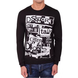 Dsquared2 Homme, Pulls, Noir, Taille: XL Pull en maille &agrave; logo print&eacute;