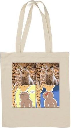 Generic Gu&eacute;pard et un jeune sac fourre-tout humoristique en coton naturel blanc