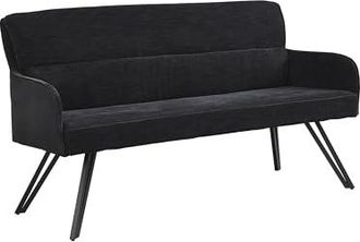 Byliving Bank Tino/Webstoff und Mikrofaser Bezug und Gestell in schwarz/Aufgedoppelter Rücken/Küchenbank, Sitzbank, Esszimmerbank/B 160 x H 94 x T 67 cm (Schwa