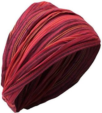 Gheri Bandana / Bandeau en coton &eacute;lastique, style hippie / boh&egrave;me - Little Kathmandu - Rouge - Taille Unique