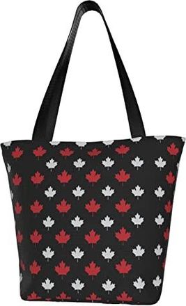 AOOEDM Sac fourre-tout gris rouge Canada feuille d&eacute;rable sacs &agrave; provisions petit sac de march&eacute; r&eacute;utilisable sacs fourre-tout de plage sacs de voyage