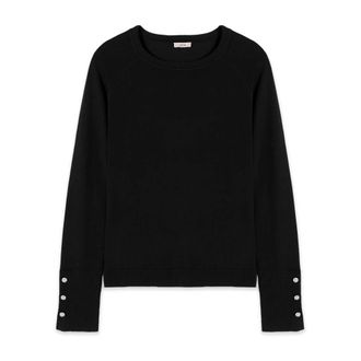 Oltre Strickpullover mit Knopfdetail - - Knitwear - Damen - Schwarzk - M