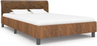 vidaXL Cadre de lit Marron Similicuir daim 140 x 200 cm vidaXL
