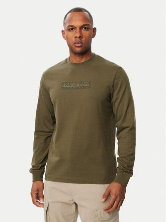 Napapijri Longsleeve S-Box Logo NP0A8BC5 Khakifarben Regular Fit