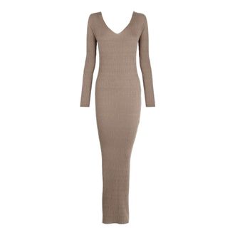 Cortana Cypress- langes gerauchtes mauve Strickkleid - - Dresses - Damen - Beige - S