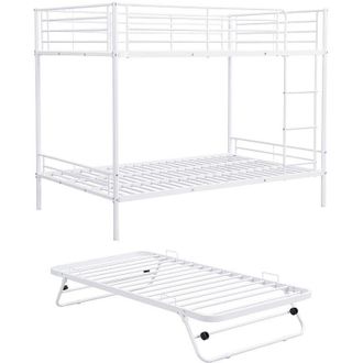 Vente-Unique Lits superpos&eacute;s 2 x 90 x 190 cm avec lit dappoint - Blanc - DUOTIS