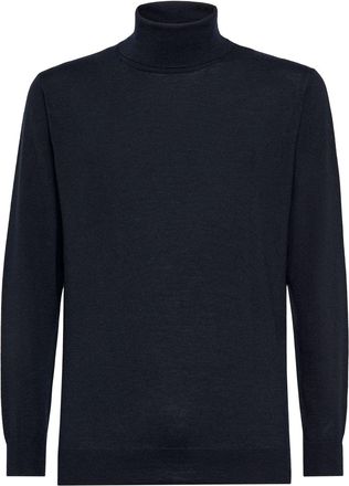 Boggi Milano pull en laine mérinos à col roulé - Bleu
