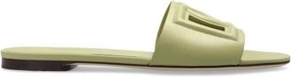 Dolce & Gabbana Femme, Chaussures, Vert, Taille: 39 1/2 EU Bianca Leather Slides