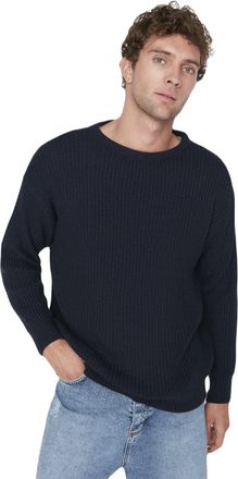 Trendyol Navy Blau Oversize Strickwaren Sweater - Crew Neck TMNAW23KZ00189