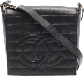 Chanel Pre-owned Sac bandouli&egrave;re en cuir dagneau Chocolate Bar - Femme - Pre-owned - Noir - Taille: ONE Size