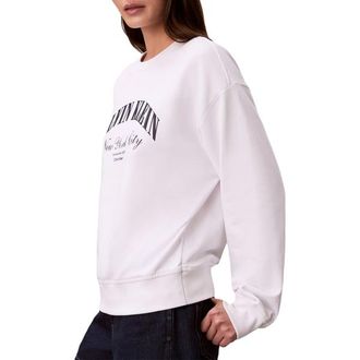 Calvin Klein Pull imprim&eacute; &agrave; col rond en coton
