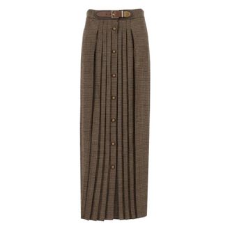 Etro Woll-Maxirock mit Falten und Karomuster - - Skirts - Damen - Braun - M