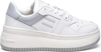 Tommy Jeans Femme, Chaussures, Blanc, Taille: 36 EU Retro Basket Flatform Patent