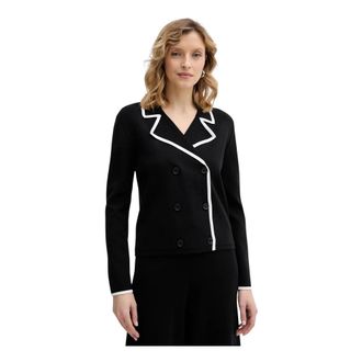 Karl Lagerfeld Strickjacke mit doppelreihiger Knopfleiste - - Jackets - Damen - Schwarzk - XS