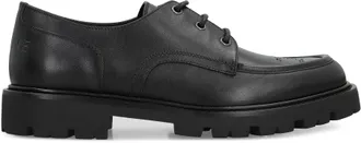 Celine Mens Leather Derby Shoes Margaret Black Cow Hide Lace-Up Flat