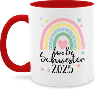 Shirtracer Tasse Tassen 325ml - Große Schwester Geschenk 2025 Regenbogen Big Sister - 325 ml - Rot - grosse rosa schwestern 2023 teetasse beste sis kaffeetasse f