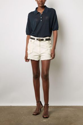 Gerard Darel Polo en lin m&eacute;lang&eacute; - LANA - Marine