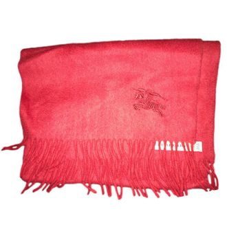 Burberry Red Cashmere Embroidered Scarf