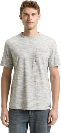 Tom Tailor Herren 1048082 T-Shirt in Melange-Optik mit Brusttasche, 38720-Gardenia White Multi Inject, XL