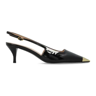 Furla Femme, Chaussures, Noir, Taille: 39 1/2 EU Chaussures &agrave; talon slingback m&eacute;tallis&eacute;es