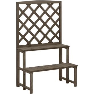 vidaXL Blumentreppe mit Rankgitter Grau 70x42x115cm Massivholz Tanne Vidaxl