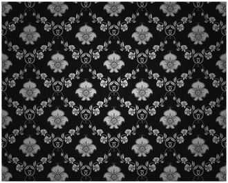 Wallario Black and White Edition - Poster Grau-schwarzes Blumenmuster Damast in Premiumqualit&auml;t, Kunstdruck Gr&ouml;&szlig;e: 40 x 50 cm