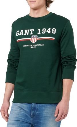 GANT Herren Graphic C-Neck Sweat Sweatshirt, Tartan Green, M
