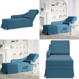 vidaXL Chaiselongue mit Nackenrolle und Rechter Armlehne Blau Samt - Vidaxl