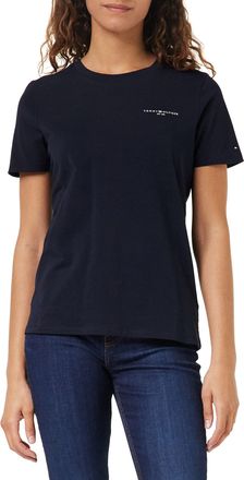Tommy Hilfiger Damen T-Shirt Kurzarm 1985 Rundhalsausschnitt, Blau (Desert Sky), XXS