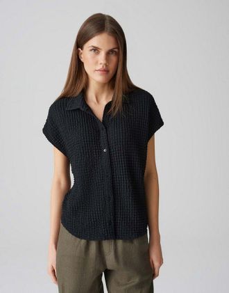 OPUS Kurzarmshirt SAMSI Regular aus elastischem Smokjersey