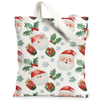Generic Sacs fourre-tout en toile sur le th&egrave;me des vacances, sacs d&eacute;picerie r&eacute;utilisables, l&eacute;gers et lavables en toile pour le shopping, Blanc, 13x15 Inch