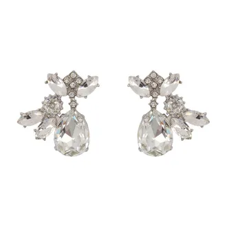 Self Portrait Womens Multi Crystal Cluster Earrings Self Portrait Pearls Silver Jewelry-Watches