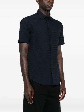 Emporio Armani Mens Short-Sleeve Shirt Dark Blue Polyester