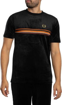 Sergio Tacchini Herren T-Shirt Ayme Aus Velours, Black/Gold, 3XL