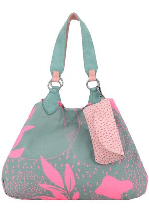 Fritzi Aus Preu&szlig;en Schultertasche Izzy Medium Limited Leaves Canvas Shoulder Bag Salbei Pink gr&uuml;n