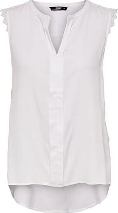 Only Top sans Manches en Dentelle d&eacute;contract&eacute; pour Femme, Couleurs:Blanc, Taille:40