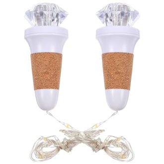 TOPBATHY 2 St&uuml;ck USB LED Lichterketten mit Korkenverschluss Kabellose Wiederaufladbare Partybeleuchtung Bunt Langsames Farbwechsellicht Warmwei&szlig; f&uuml;r Flaschen D