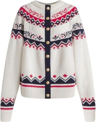 Alberta Ferretti Femme, Pulls, Multicolore, Taille: 38 FR Fair Isle Jacquard Cardigan