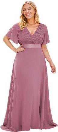 Ever-pretty Robe de Soir&eacute;e Grand Taille Mousseline Col V Femme Demoiselle Orchid&eacute;e 54