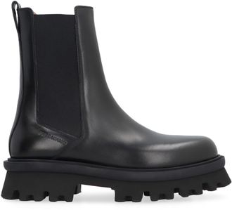 Ferragamo Mens Leather Chelsea Boots Black Elastane