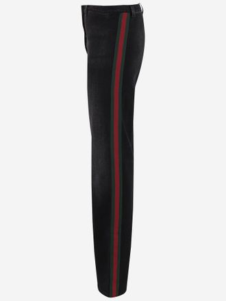 Gucci Mens Cotton Denim Jeans With Web Detail Black