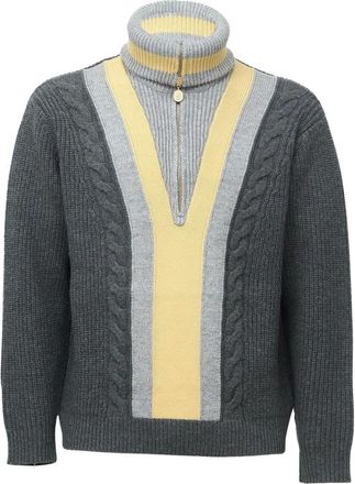 Dr&ocirc;le de Monsieur Pull Col Roul&eacute; Maille C&acirc;bl&eacute;e - Homme - Pulls - Gris - Taille: M