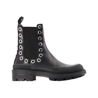 Alexander McQueen Chelsea Boots mit &Ouml;sen-Detail - - Shoes - Herren - Schwarzk - 41 EU