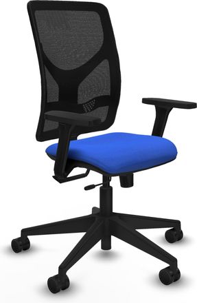 Piqueras y Crespo Sessel f&uuml;r die Arbeit zu Hause, mit 3D-Armen, h&ouml;henverstellbare Lendenwirbelst&uuml;tze, ausgestattet mit Syncro/Traslack und Schneideschaum, Schwarz/Blau