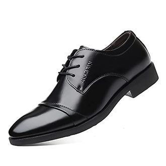 Generic Chaussures habill&eacute;es Formelles for Hommes, Chaussures Derby &agrave; Lacets et Bout Rond, en Cuir de Vache, antid&eacute;rapantes, antid&eacute;rapantes, for Affaires(Noir