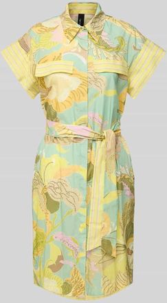 Marc Cain Knielanges Hemdblusenkleid aus Leinen-Mix mit Bindegürtel