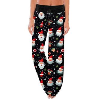 Generic Pantalon Noel Femme Jogging Large Pantalons Pyjama Femme Pantalon de Sport Baggy Confortable Pantalons dEntra&icirc;nement Taille Haute avec Poches n5