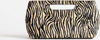 Topshop Daniel sac &agrave; main rectangulaire moyen en cuir v&eacute;ritable avec poil en camel z&eacute;br&eacute;-Neutre