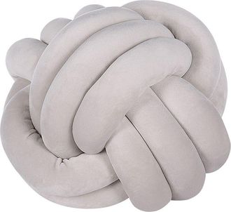 Beliani Beliani - Coussin D&eacute;coratif Noeud Gris en Forme de Balle en Velours pour Canap&eacute; ou Lit D&eacute;coration Moderne