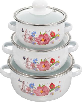 Happyyami Emaille Suppentopf Mini Kochtopf Mit Rutschfesten Griffen Und Deckel Für Schonendes Kochen Von Suppen Und Eintöpfen in Der Küche